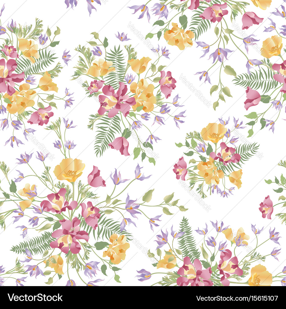 Floral ornamental white seamless pattern flower Vector Image