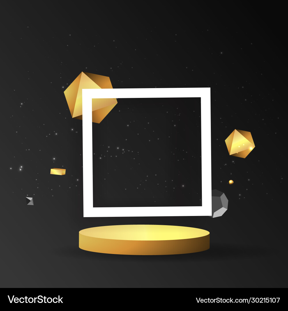 Metallic golden stage with floating geometrical Vector Image