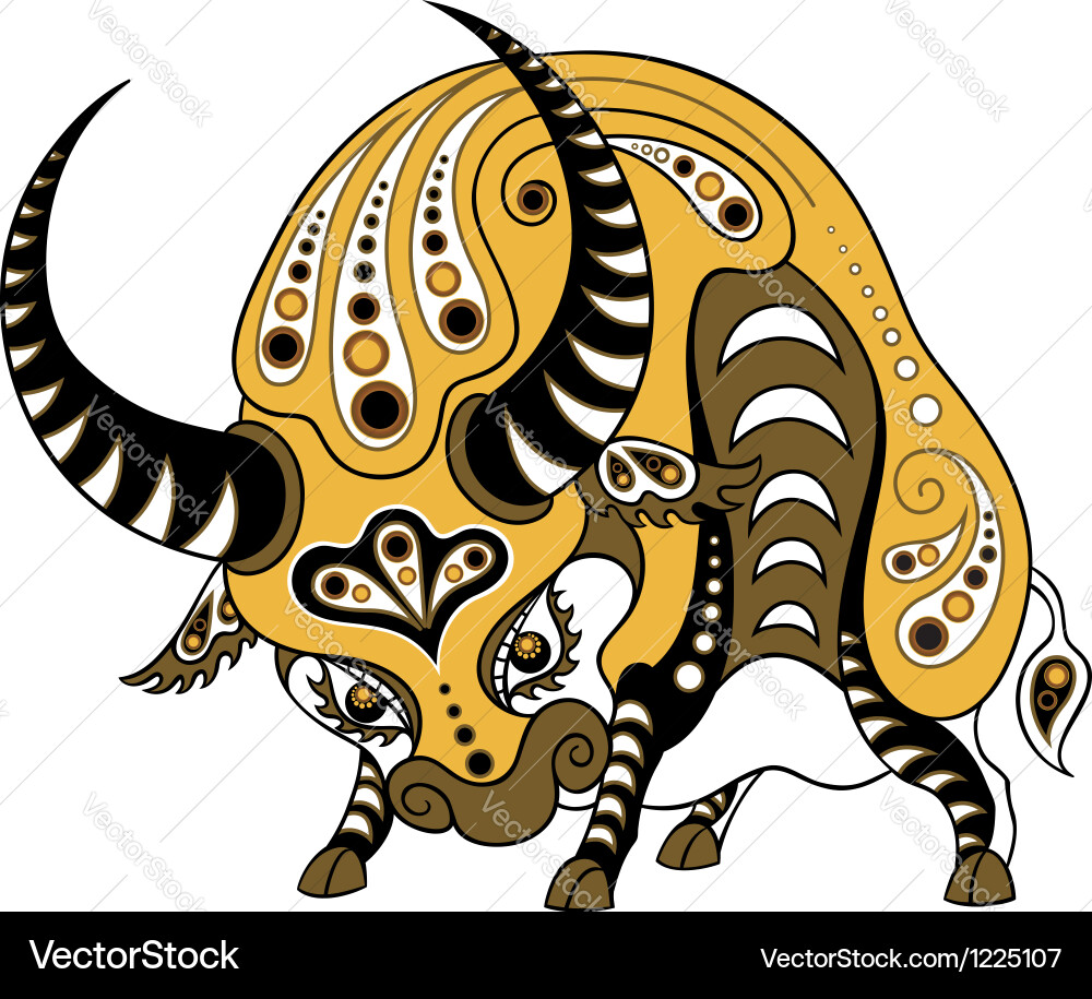 Ox in decorative style isolated on white Vector Image