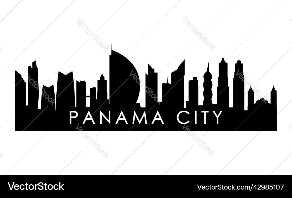 Panama city skyline silhouette black Royalty Free Vector