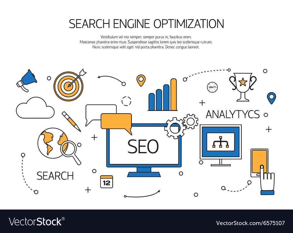 Search engine optimization technology outline Vector Image
