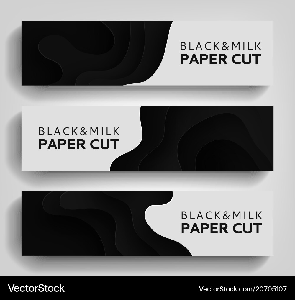 Set horizontal banner paper cut paper art Vector Image