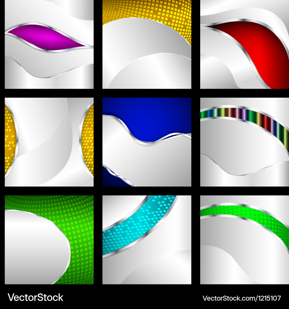 Set of abstract metallic backgrounds Royalty Free Vector