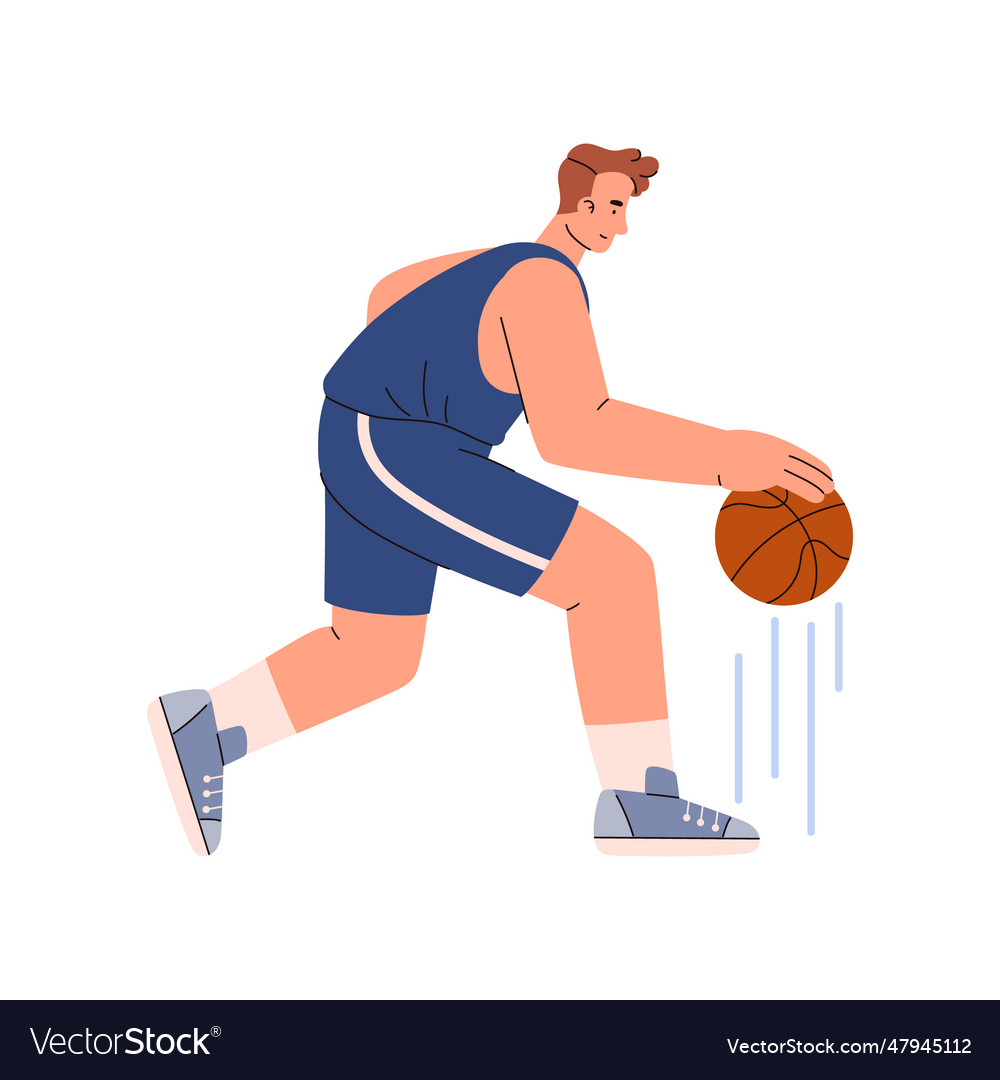 Basketball player man running and dribbling ball Vector Image