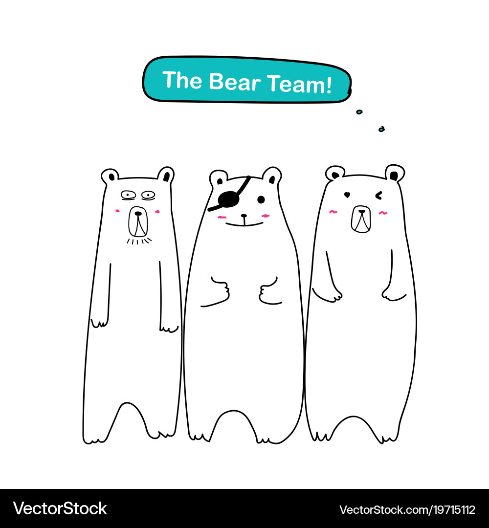 Bear team set of cute Royalty Free Vector Image