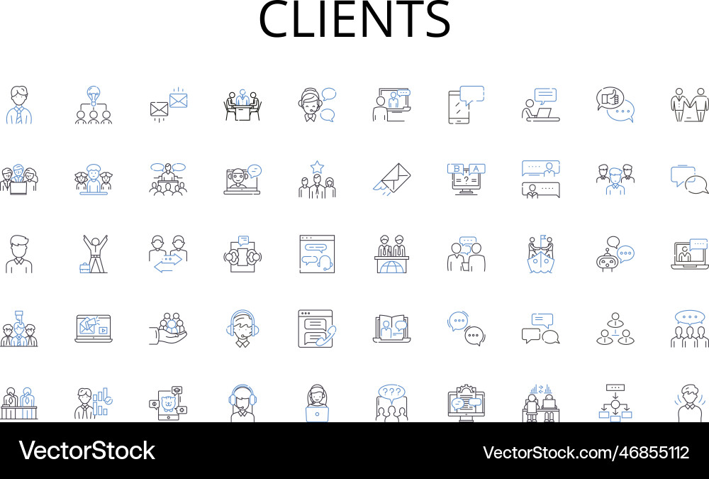 Clients line icons collection diverse expansive Vector Image