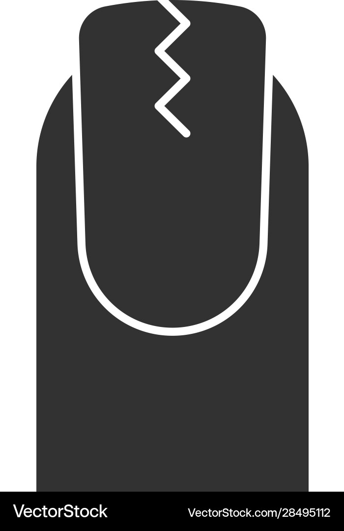 Cracked fingernail glyph icon Royalty Free Vector Image