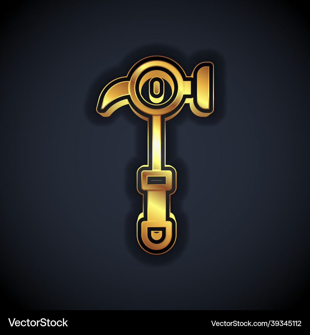 Gold hammer icon isolated on black background Vector Image