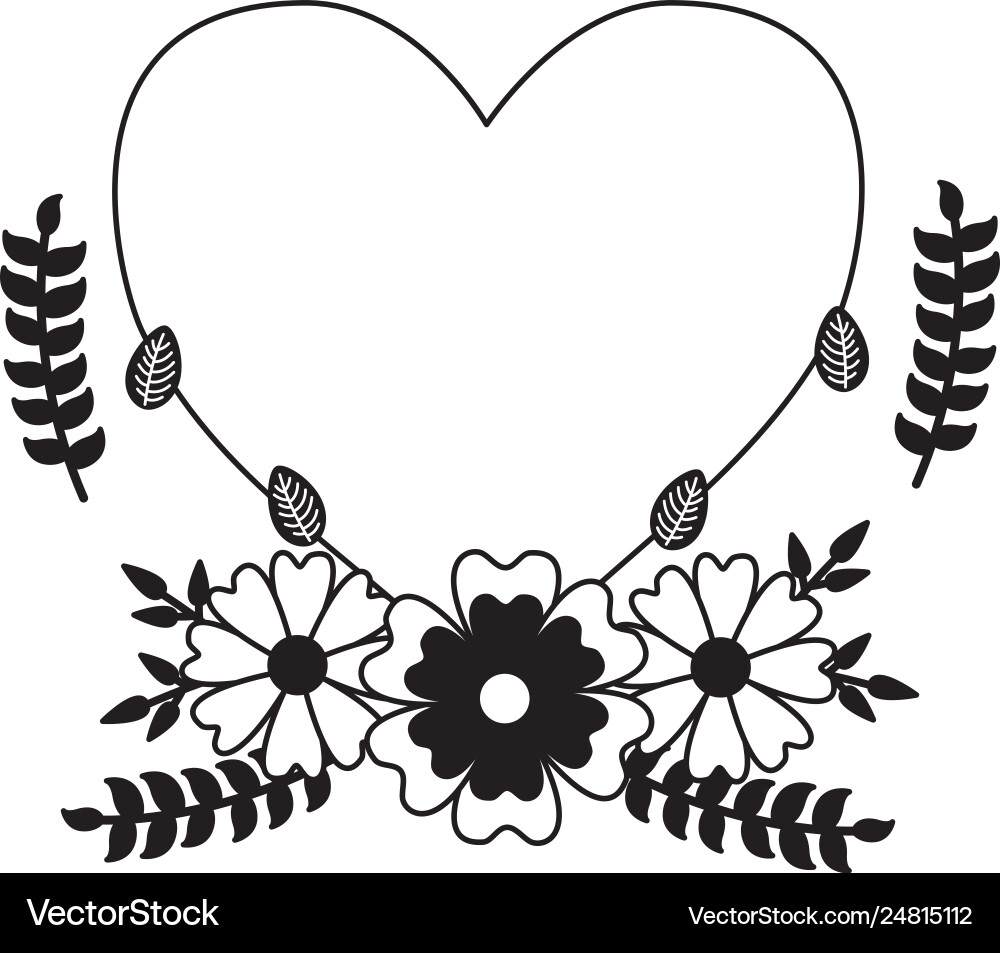 Love romantic heart flowers Royalty Free Vector Image