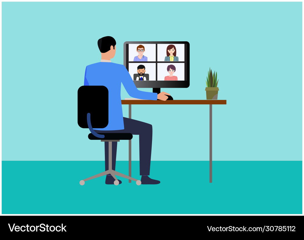 Online video call start webinar meeting Royalty Free Vector
