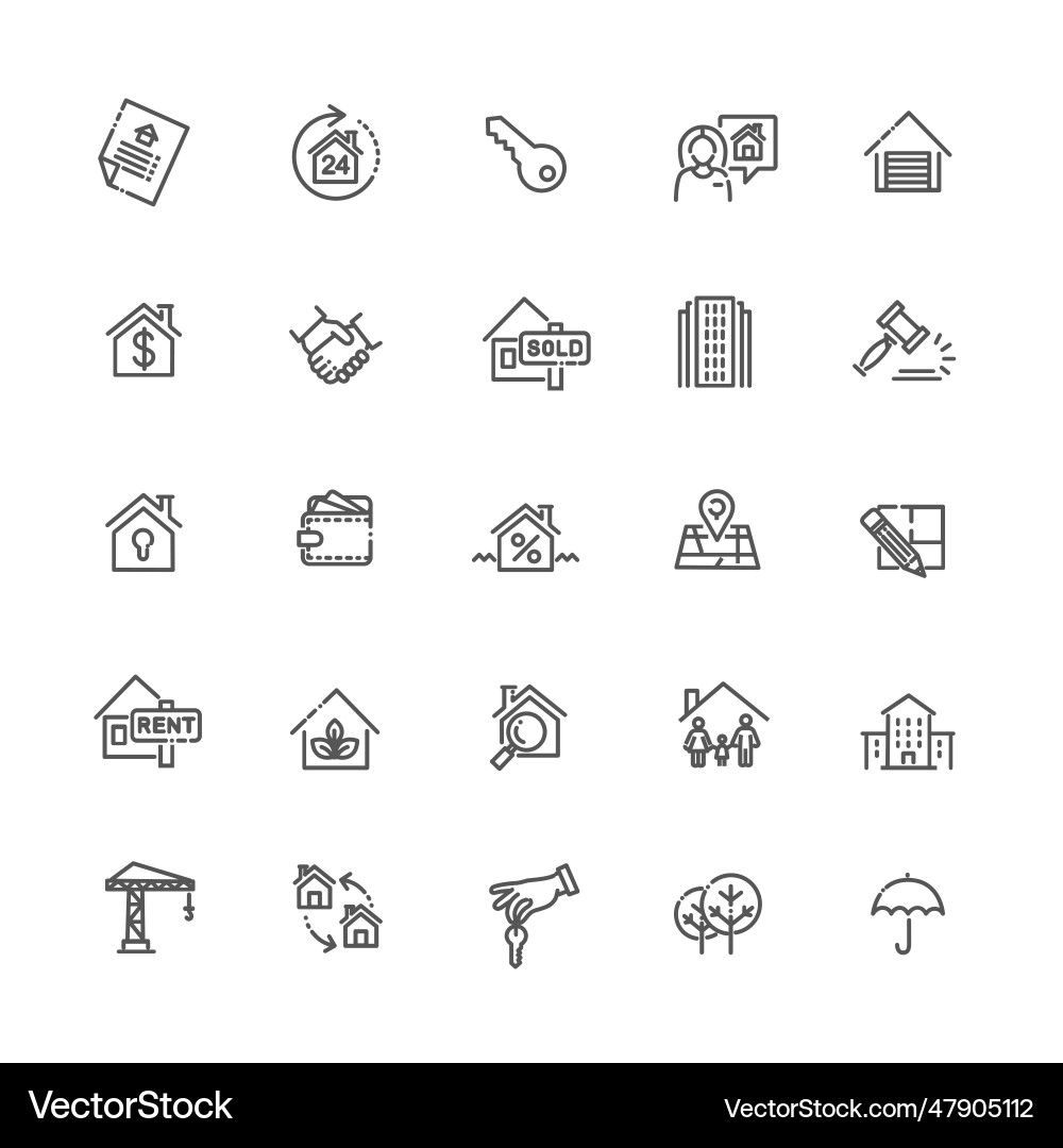 Outline web icons set - real estate Royalty Free Vector
