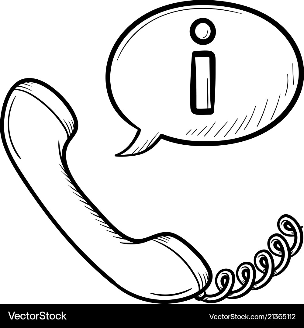 Phone receiver with information sign hand drawn Vector Image