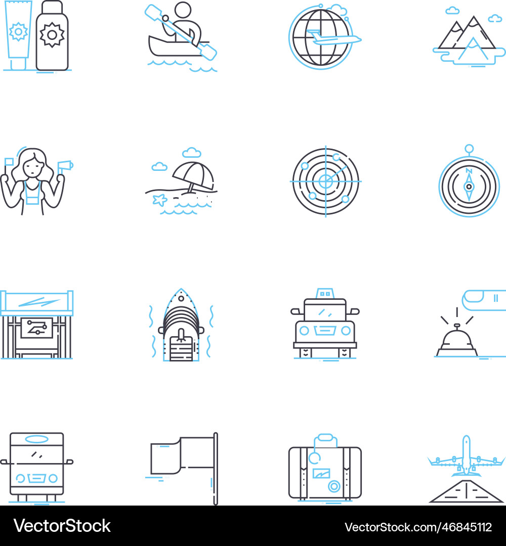 Quiet and calmness linear icons set serenity Vector Image