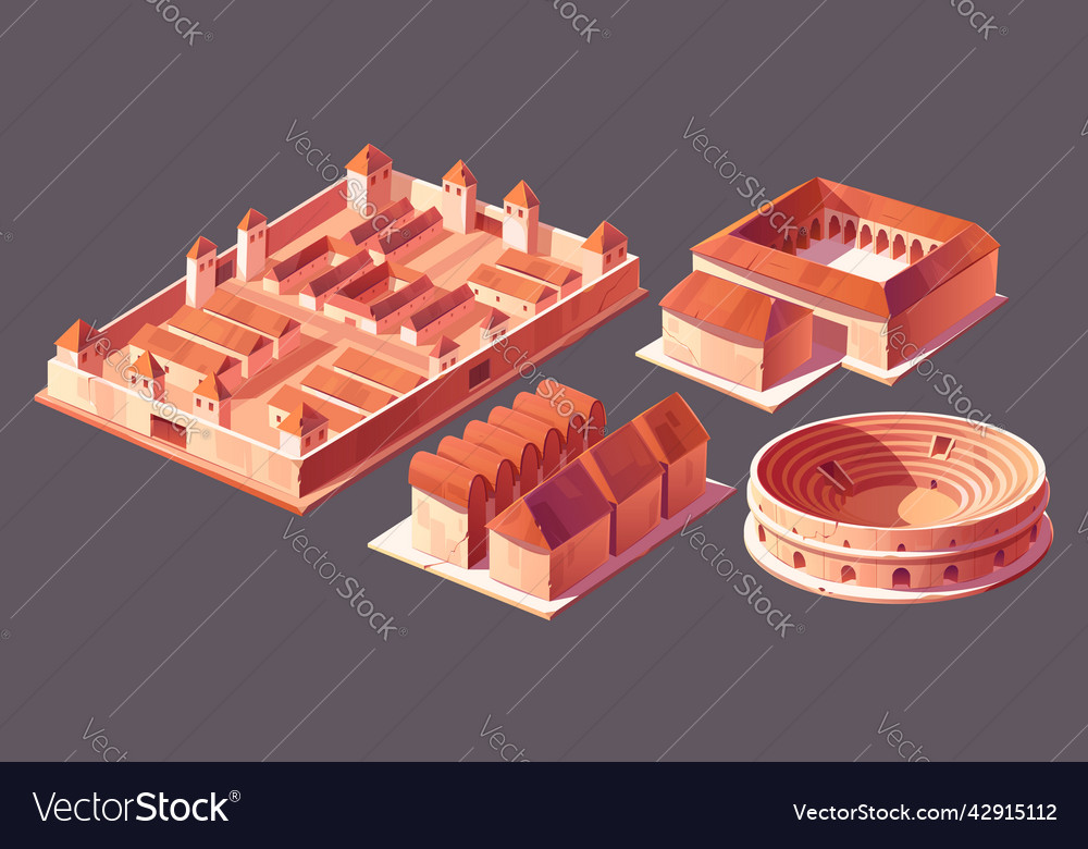 Rome buildings isometric icons set Royalty Free Vector Image Rome buildings isometric icons set Royalty Free Vector Image