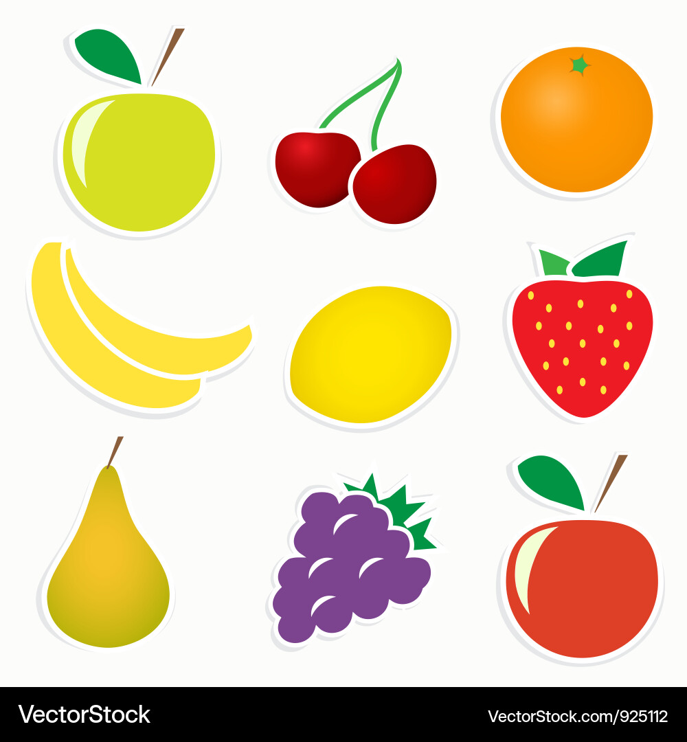 Set of 9 sticky fruitss Royalty Free Vector Image