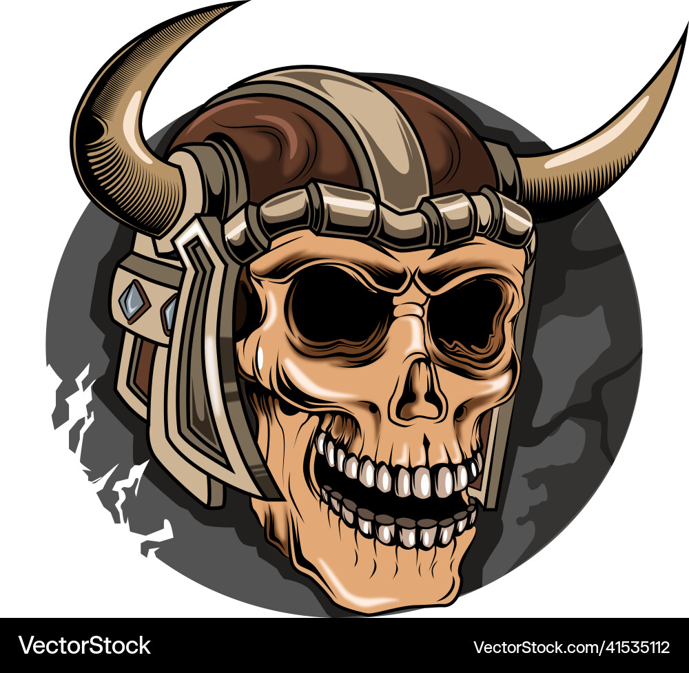 Skull viking hand drawing Royalty Free Vector Image