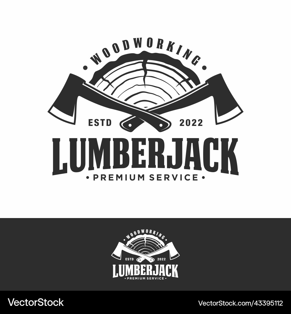 Woodcutter logo design badge Royalty Free Vector Image