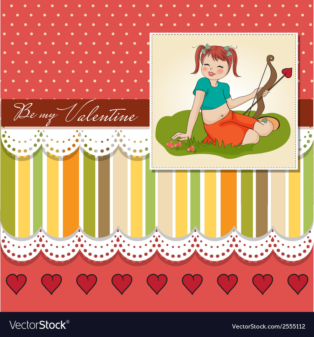 Young pretty girl with cupid bow valentines day Vector Image