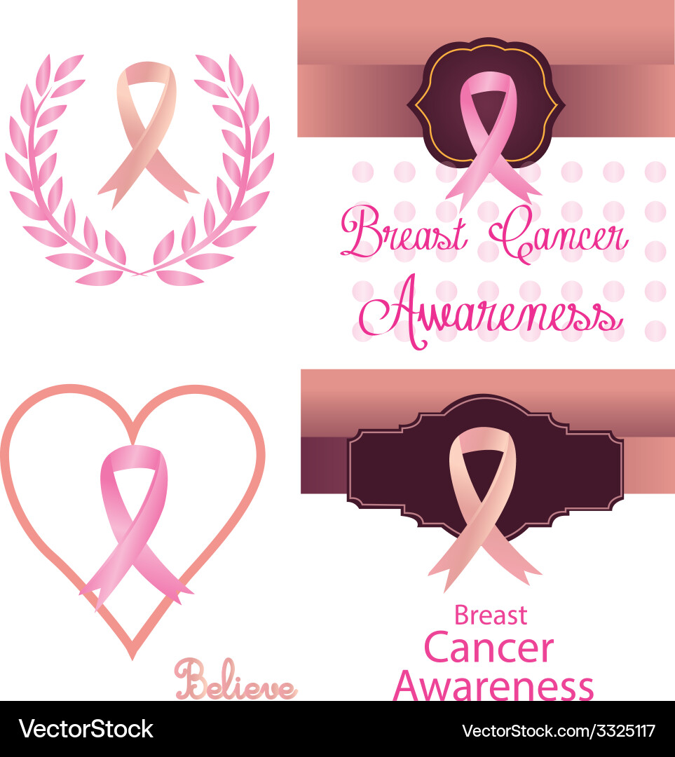 A set pink backgrounds and labels for breast Vector Image