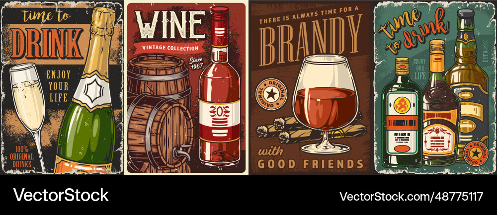 Alcohol assortment set sticker colorful Royalty Free Vector