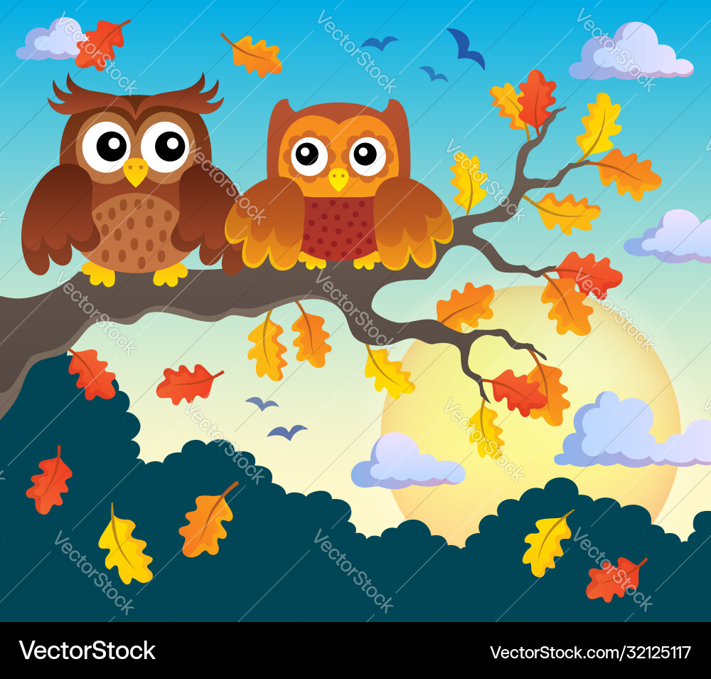 Autumn Owl Clip Art Cartoon Owl On Branch Cartoon Owl Sitting On A