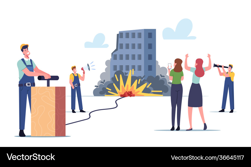 Building demolition concept builders male Vector Image