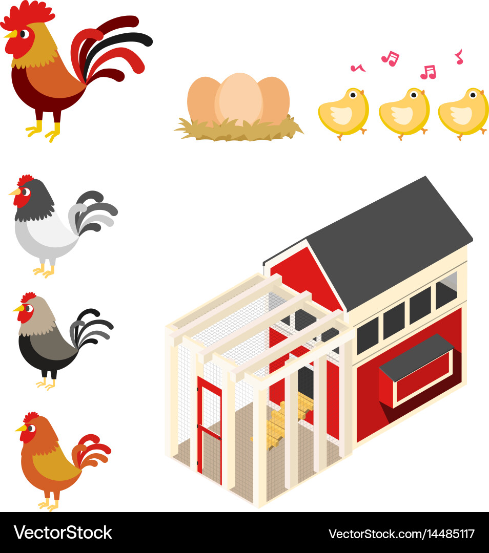 Chicken coop set Royalty Free Vector Image - VectorStock