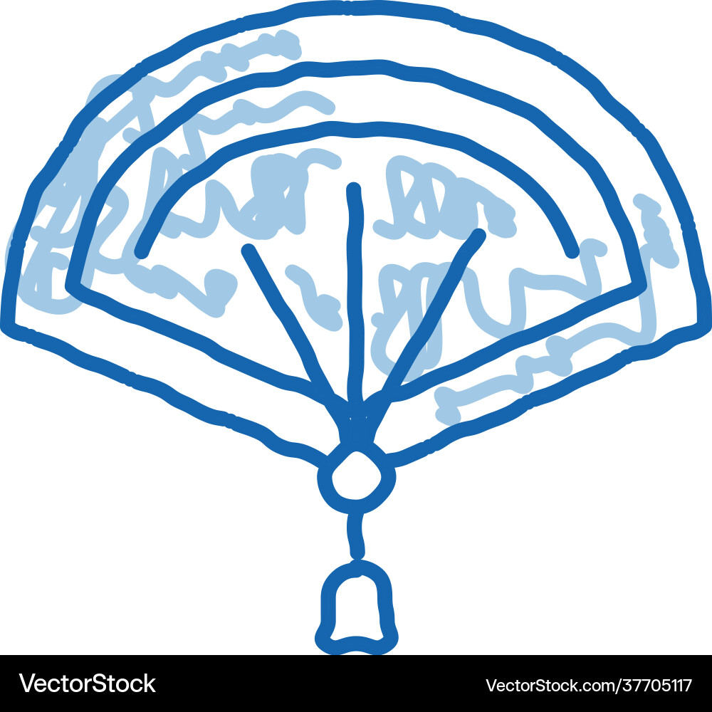 Chinese open fan doodle icon hand drawn Royalty Free Vector