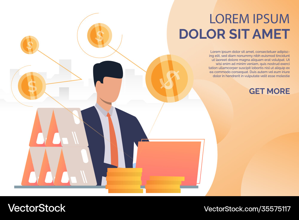 Credit manager building card house webpage Vector Image