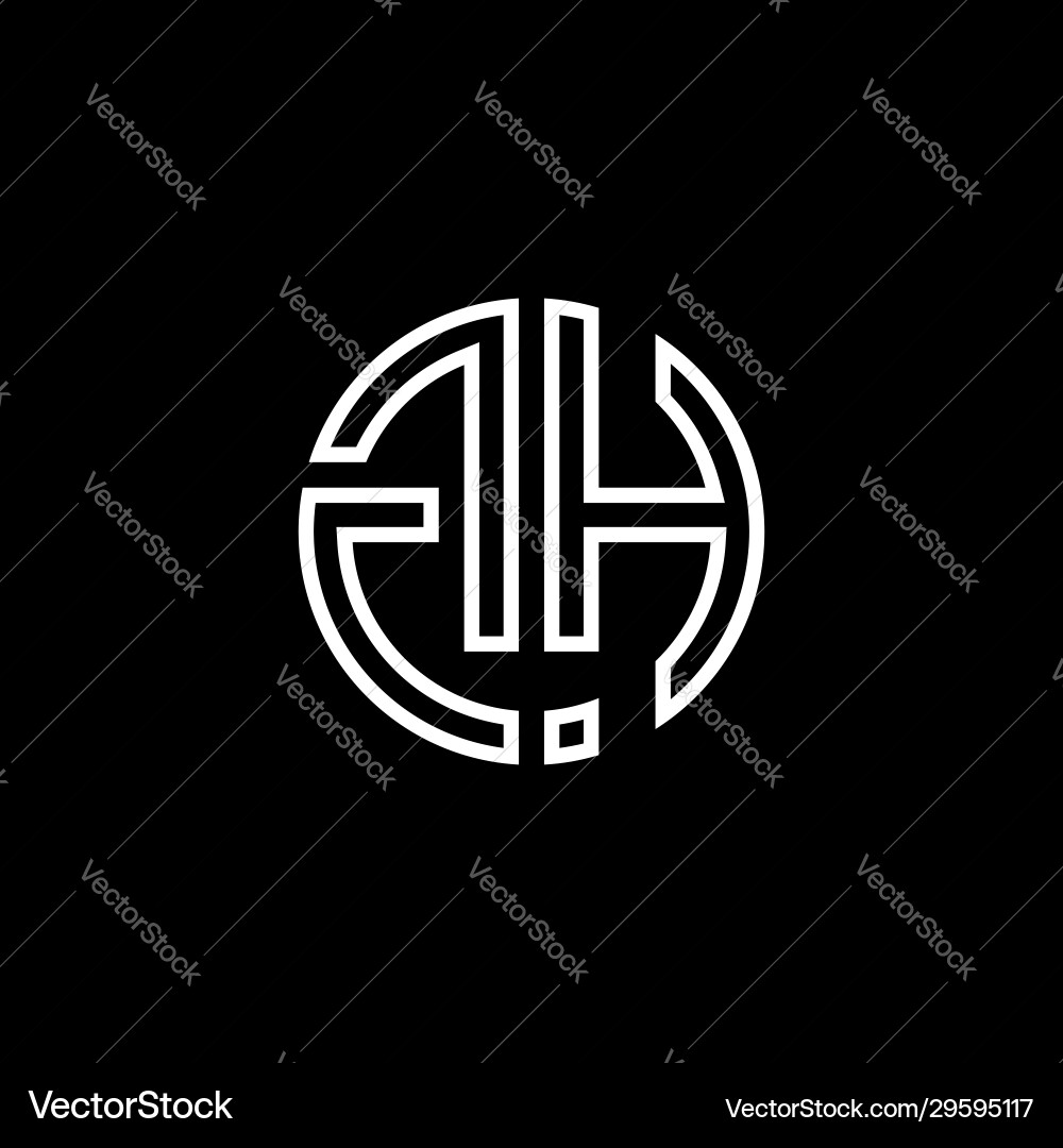 Gh monogram logo circle ribbon style outline Vector Image