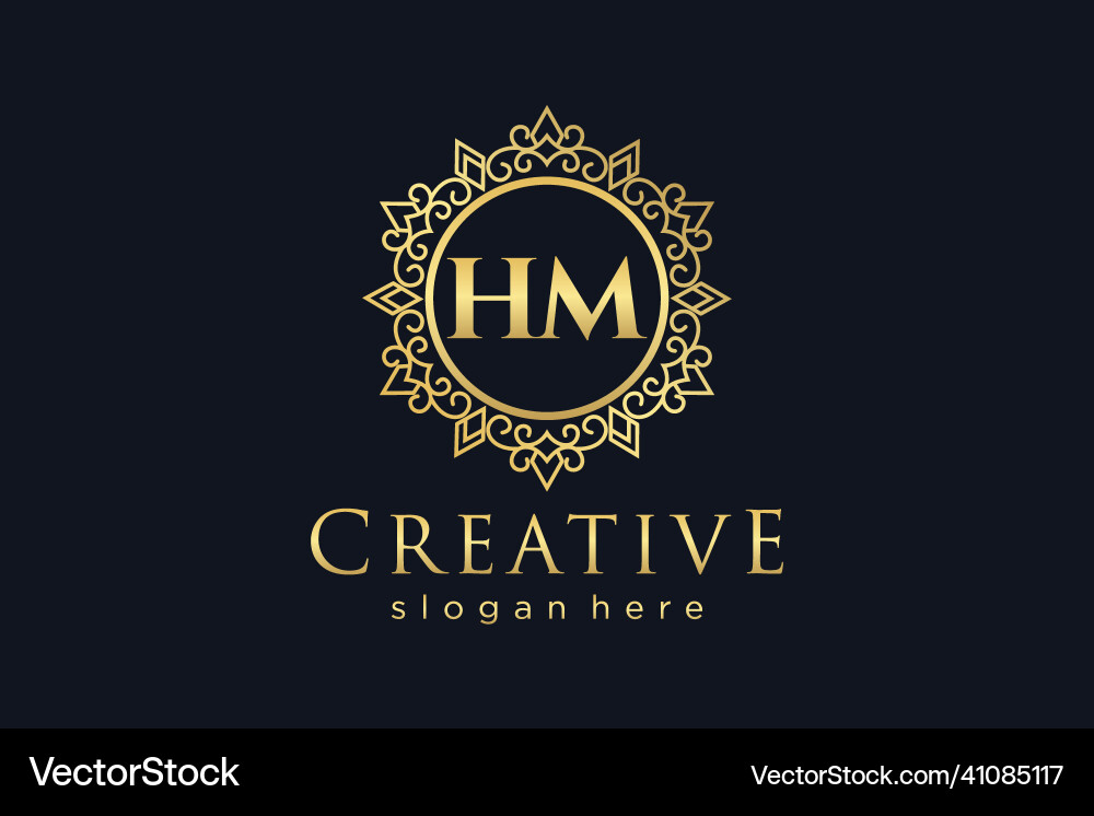 Hm initial letter luxury calligraphic feminine Vector Image