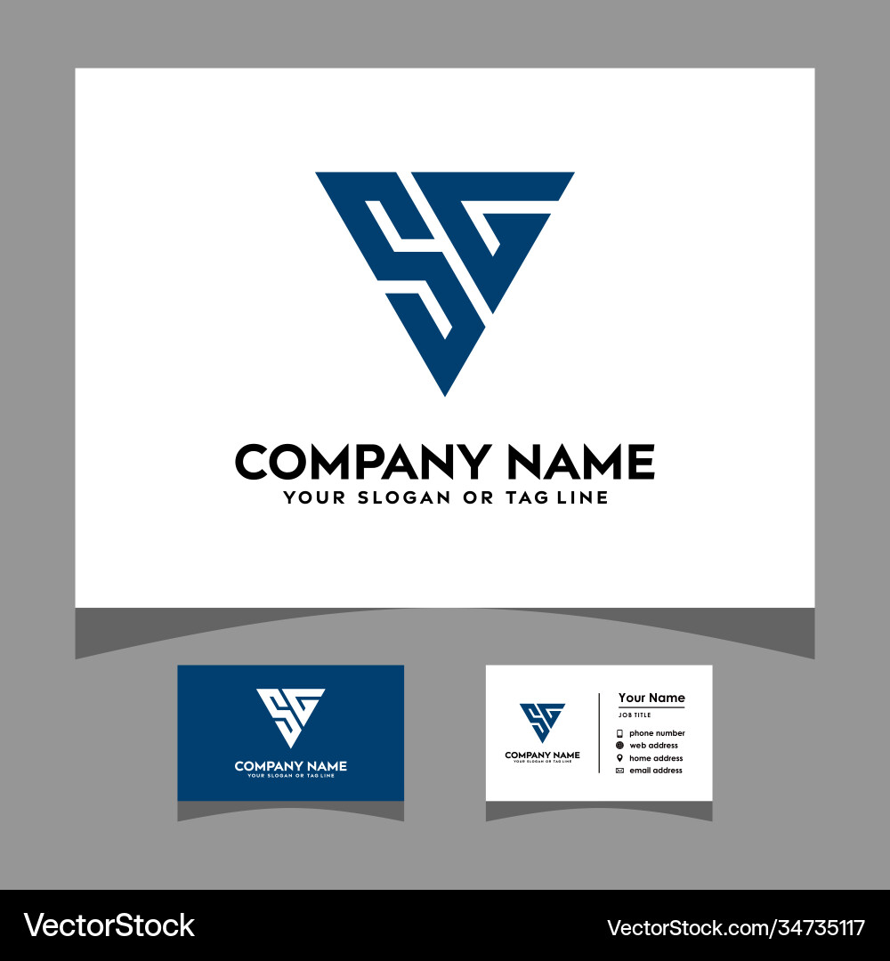 Initials sg logo with a business card Royalty Free Vector