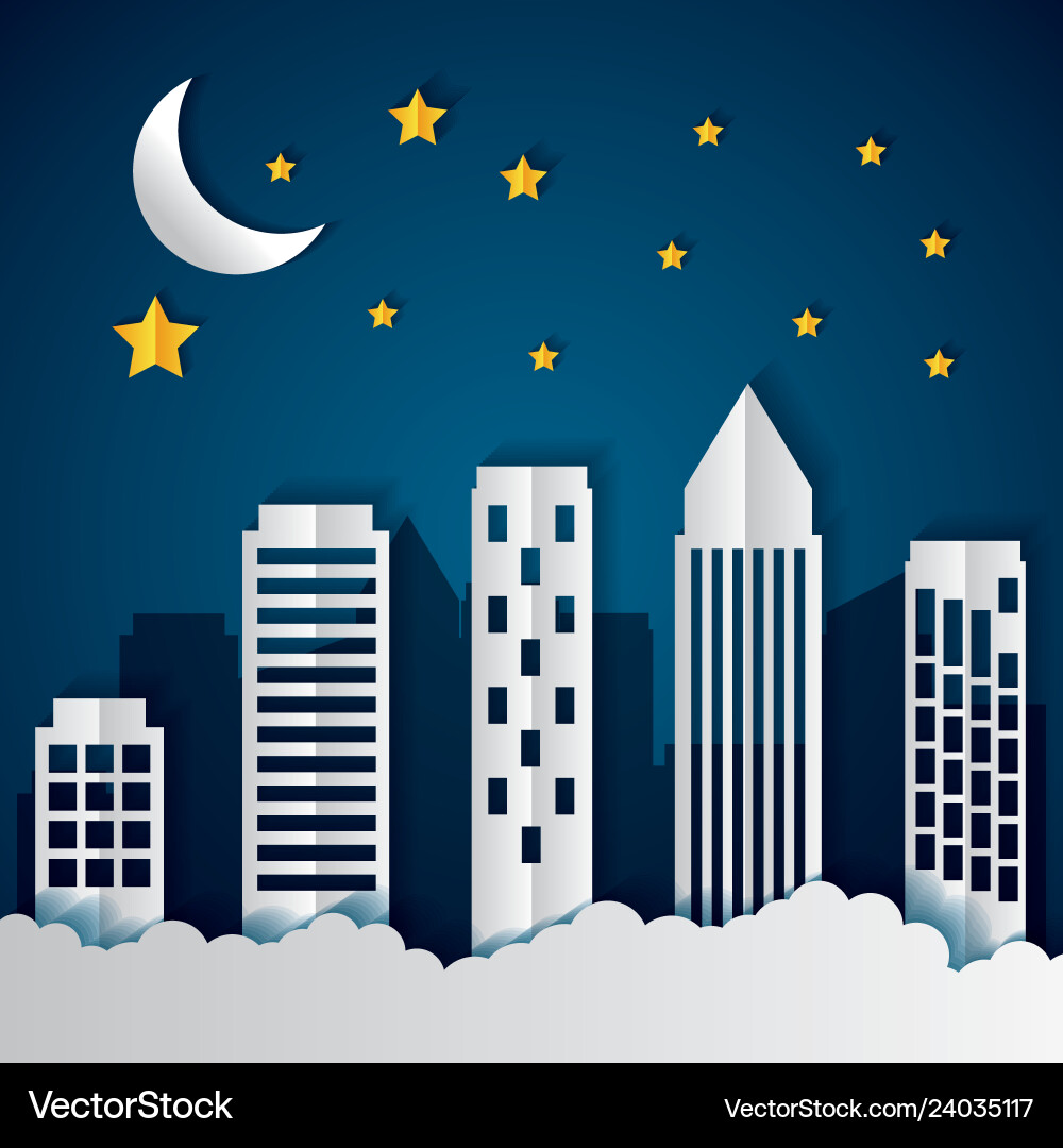 Paper origami cityscape Royalty Free Vector Image