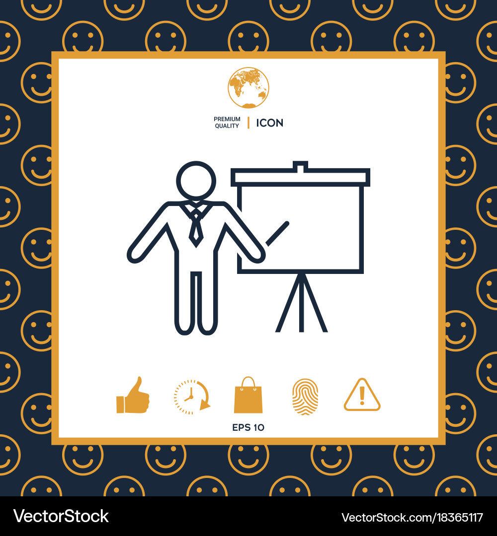 Presentation sign - line icon man standing Vector Image