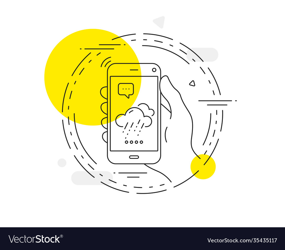 Rainy weather forecast line icon clouds with rain Vector Image
