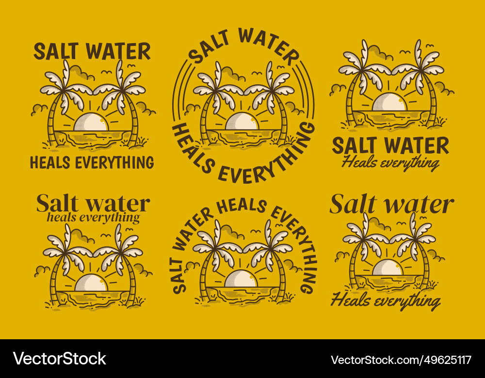 Salt water heals everything retro line art Vector Image