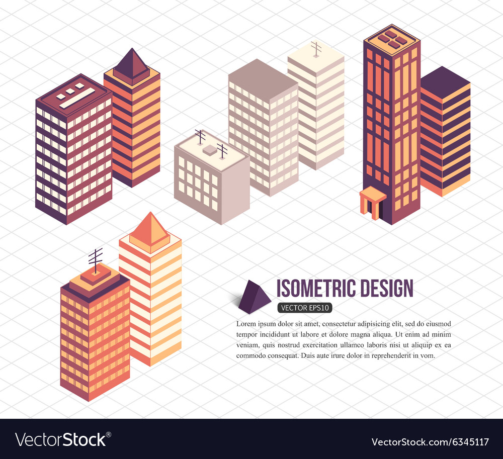 Set isometric tall buildings for city building Vector Image