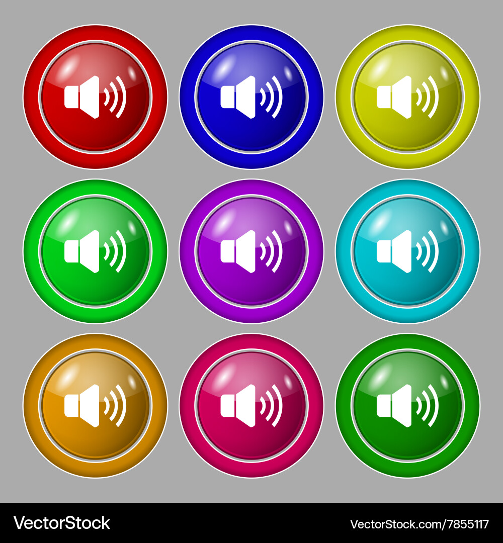 Speaker volume icon sign symbol on nine round Vector Image