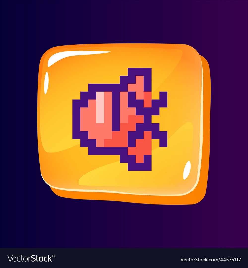 Turn off signals glossy ui button with pixelated Vector Image