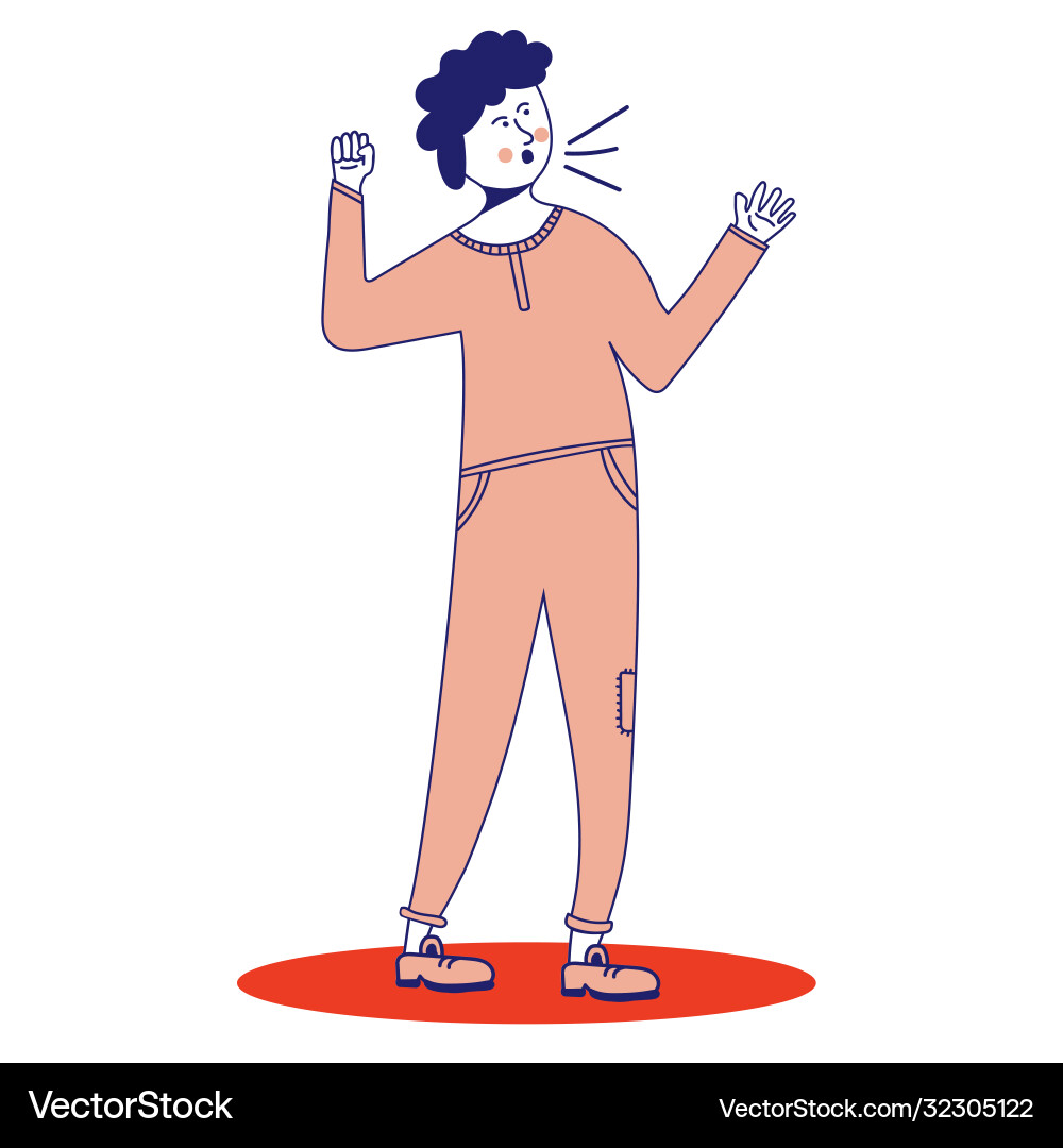 Angry man screams guy yells a man is calling Vector Image