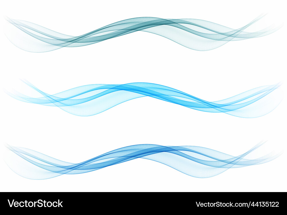 Collection of soft blue waves abstract Royalty Free Vector