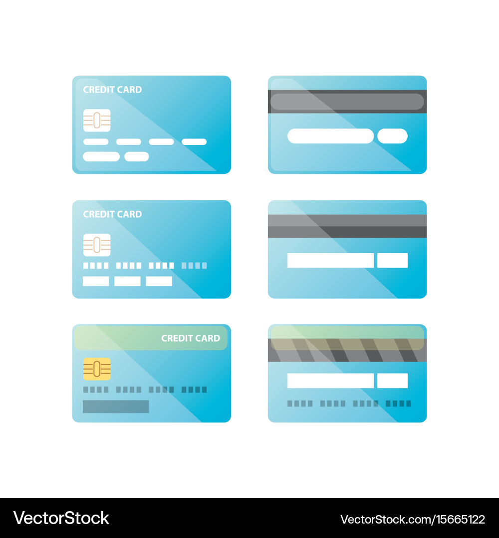Credit card icon set isolated Royalty Free Vector Image