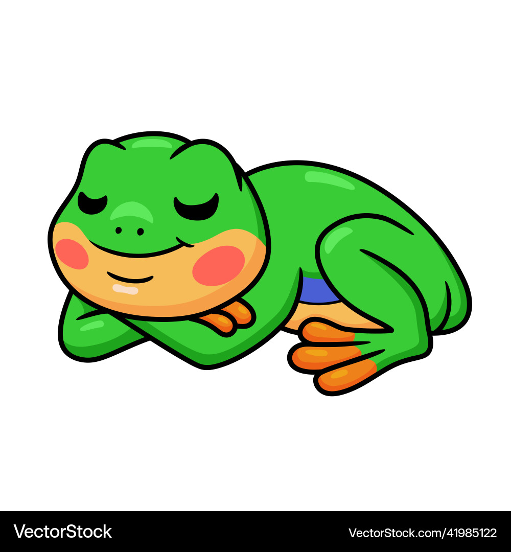 Cute little frog cartoon sleeping Royalty Free Vector Image