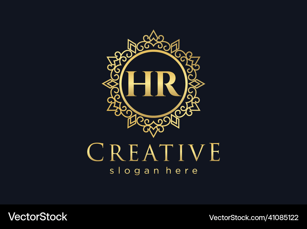 Hr initial letter luxury calligraphic feminine Vector Image