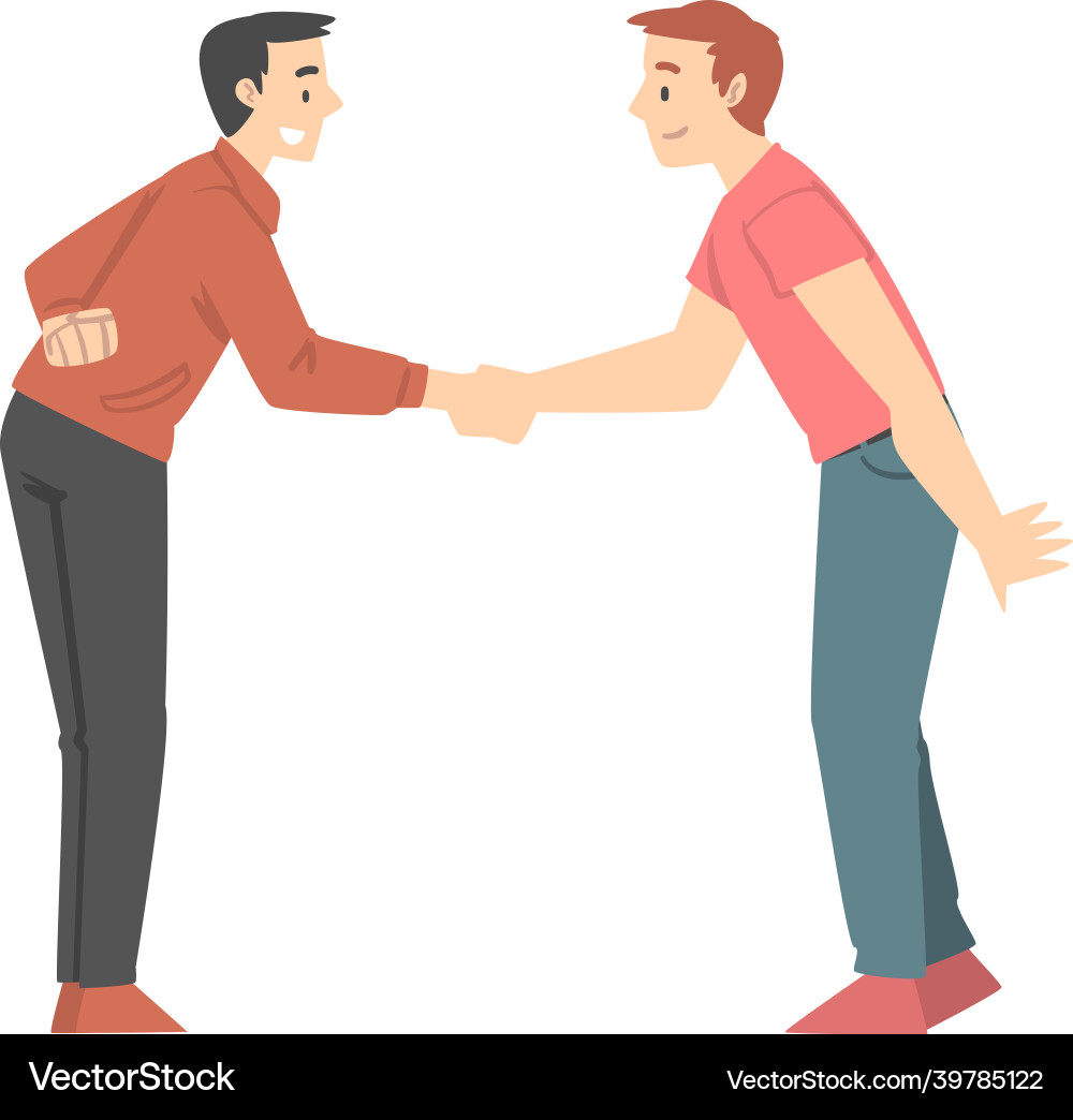 Man character shaking hand as brief greeting Vector Image
