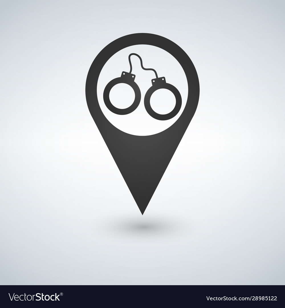 Map pointer handcuffs icon flat design style Vector Image