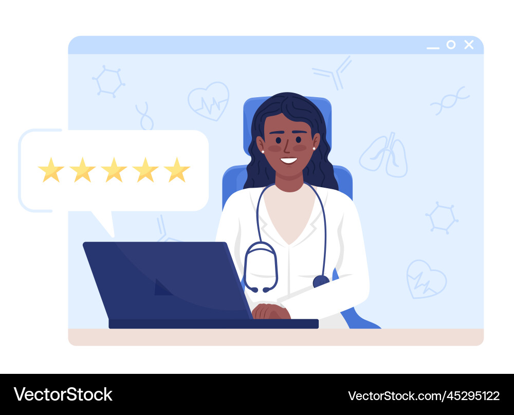 Online doctor reviews flat concept Royalty Free Vector Image