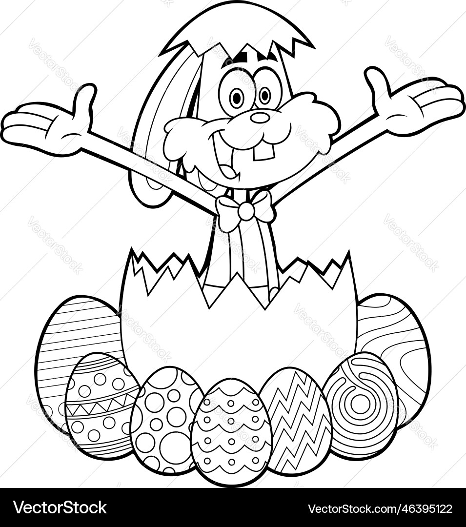 Outlined surprise rabbit cartoon character Vector Image