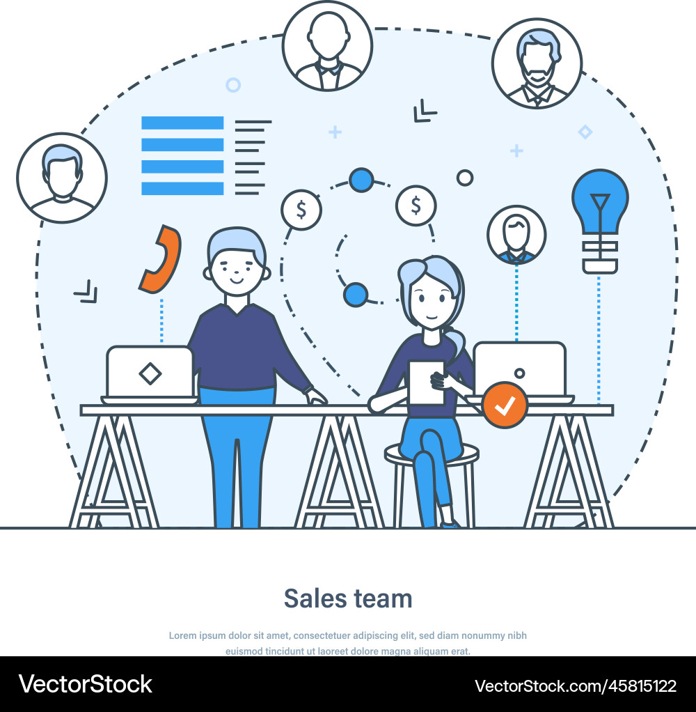 Sales team business activities and processes Vector Image