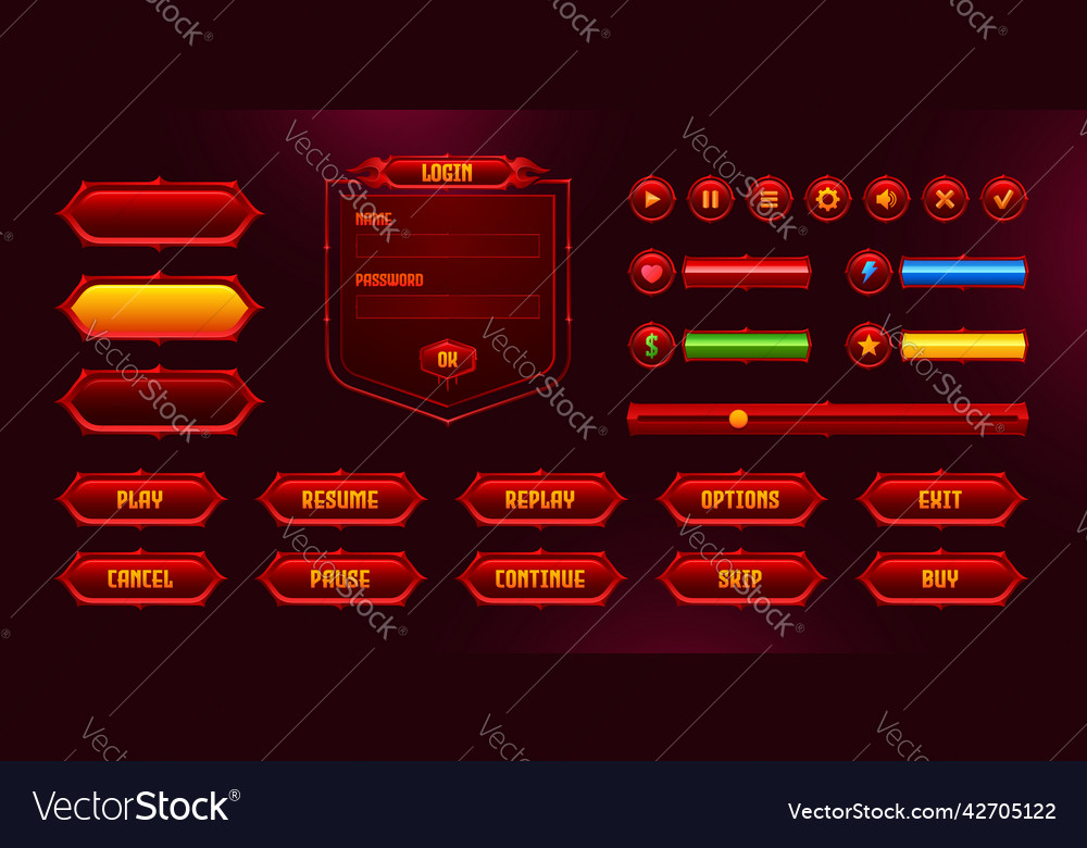Set of game frames bars and menu user interface Vector Image